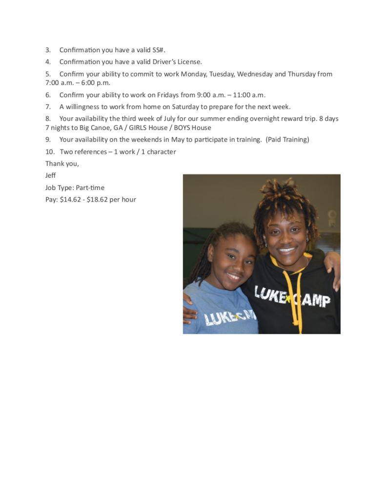 Job Opening :: The Luke Project Registration Portal